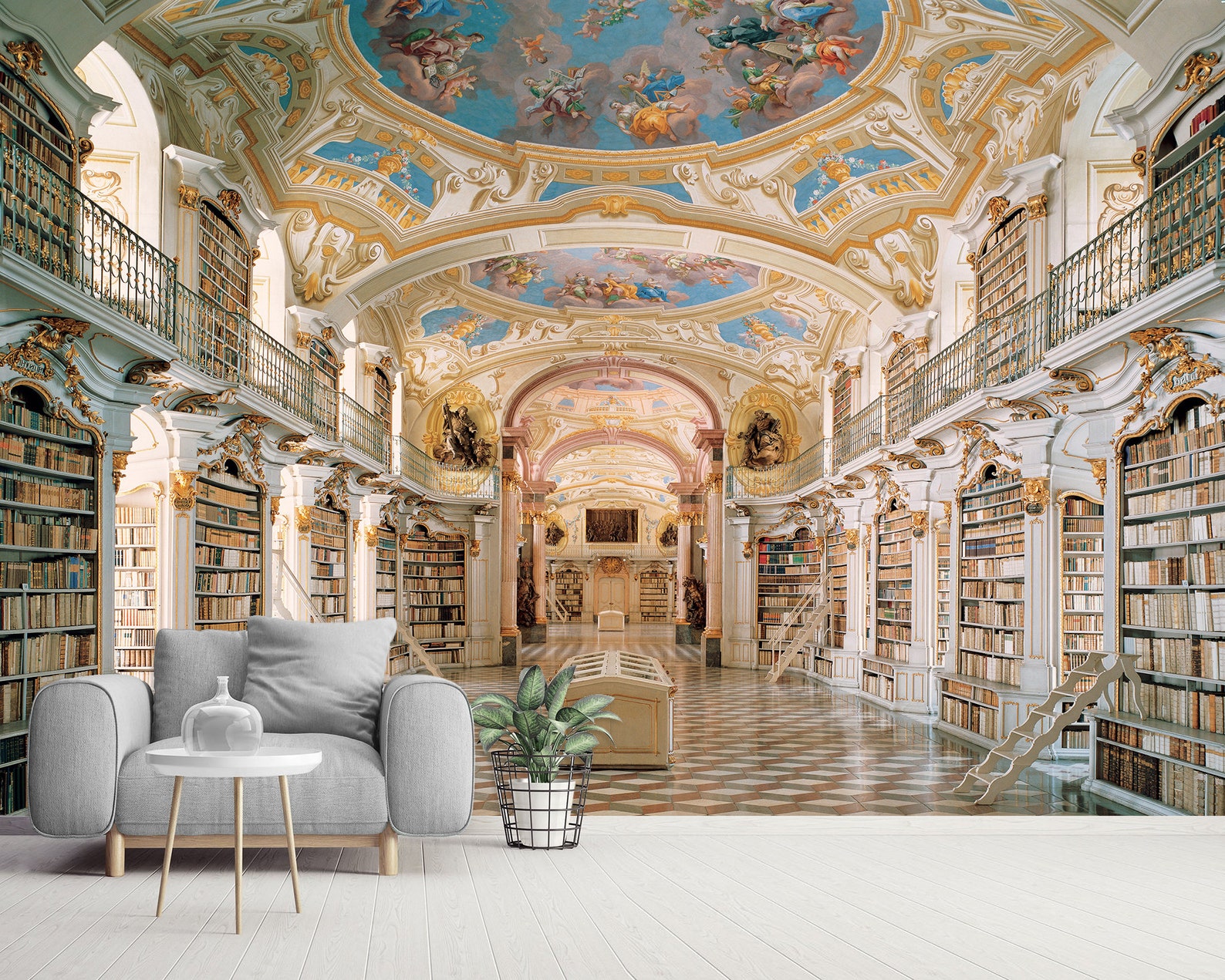 Books Library Wall Mural Old Library Peel and Stick Vinyl Wallpaper ...