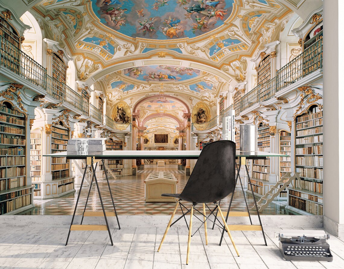 Books Library Wall Mural Old Library Peel and Stick Vinyl - Etsy