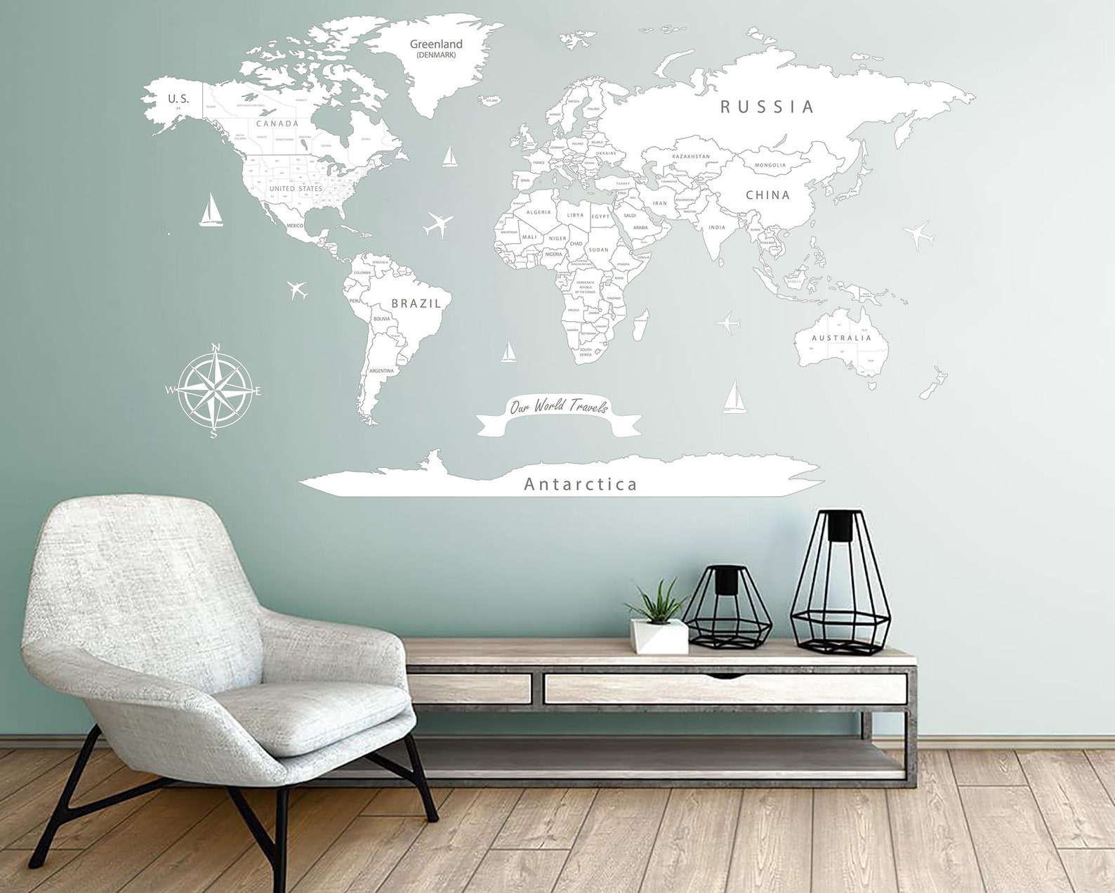 Travels Map Wall Decor Push Pin World Map Wall Decal Large - Etsy