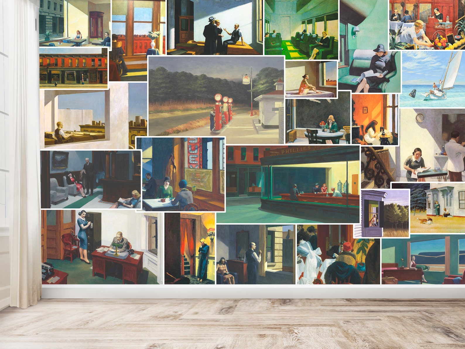 Edward Hopper Wallpaper Paintings Collage Mural Peel and Stick - Etsy