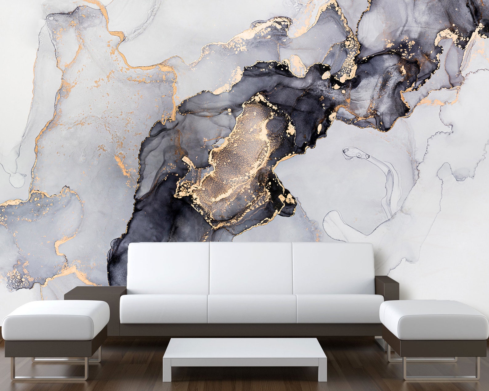 Grey Abstract Marble Peel and Stick Wall Vinyl Mural Wallpaper - Etsy
