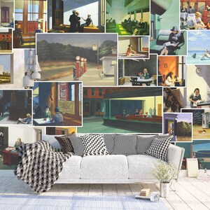 Edward Hopper Wallpaper Paintings Collage Mural Peel and Stick - Etsy