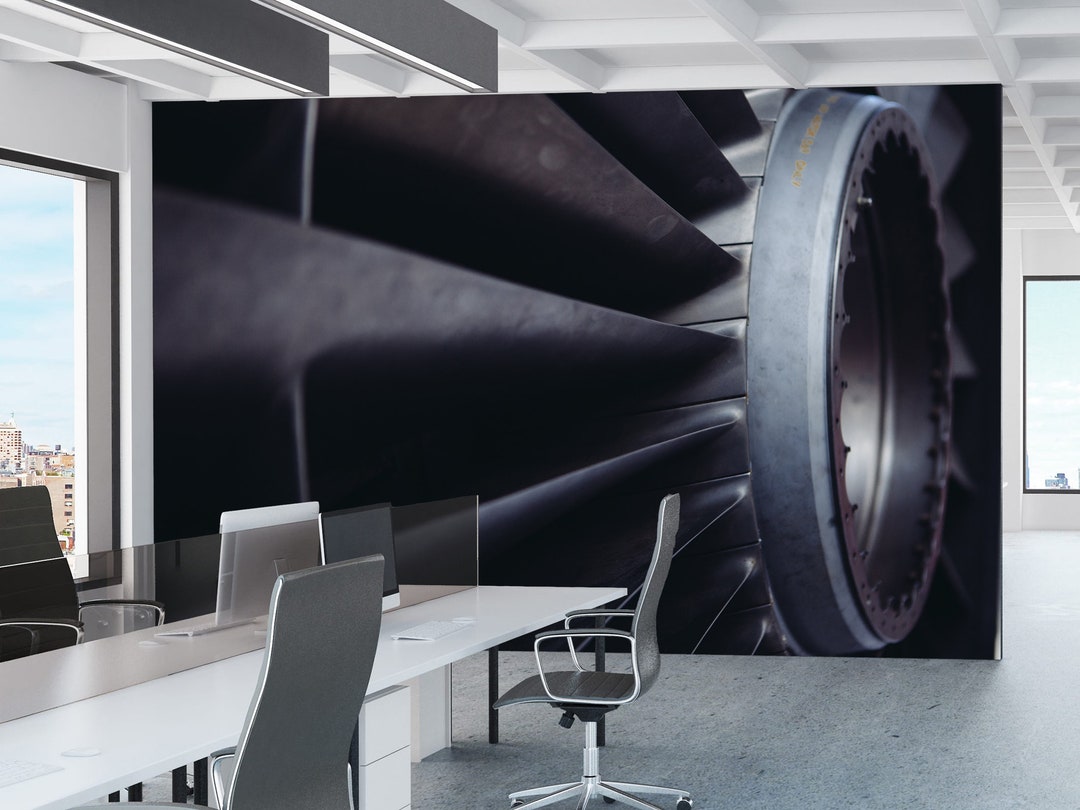 Jet Engine Wheel Wall Mural Wallpaper Peel and Stick Aircraft Wallpaper ...