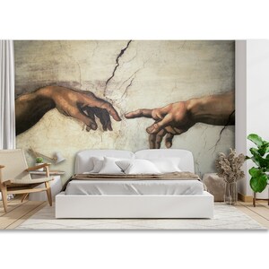 Michelangelo Finger of God Wallpaper Antique Wall Mural Peel and Stick ...