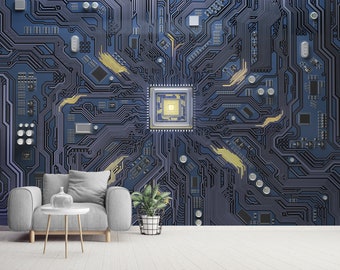 Motherboard Mural Computer Technology Wall Art Circuit Board Wallpaper ...