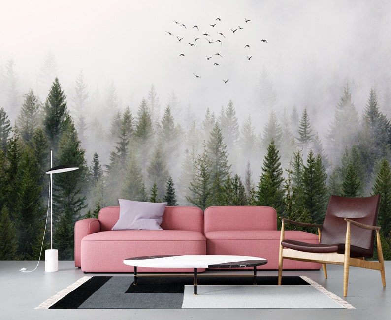 Misty Foggy Forest Wall Mural Peel and Stick Self-adhesive | Etsy