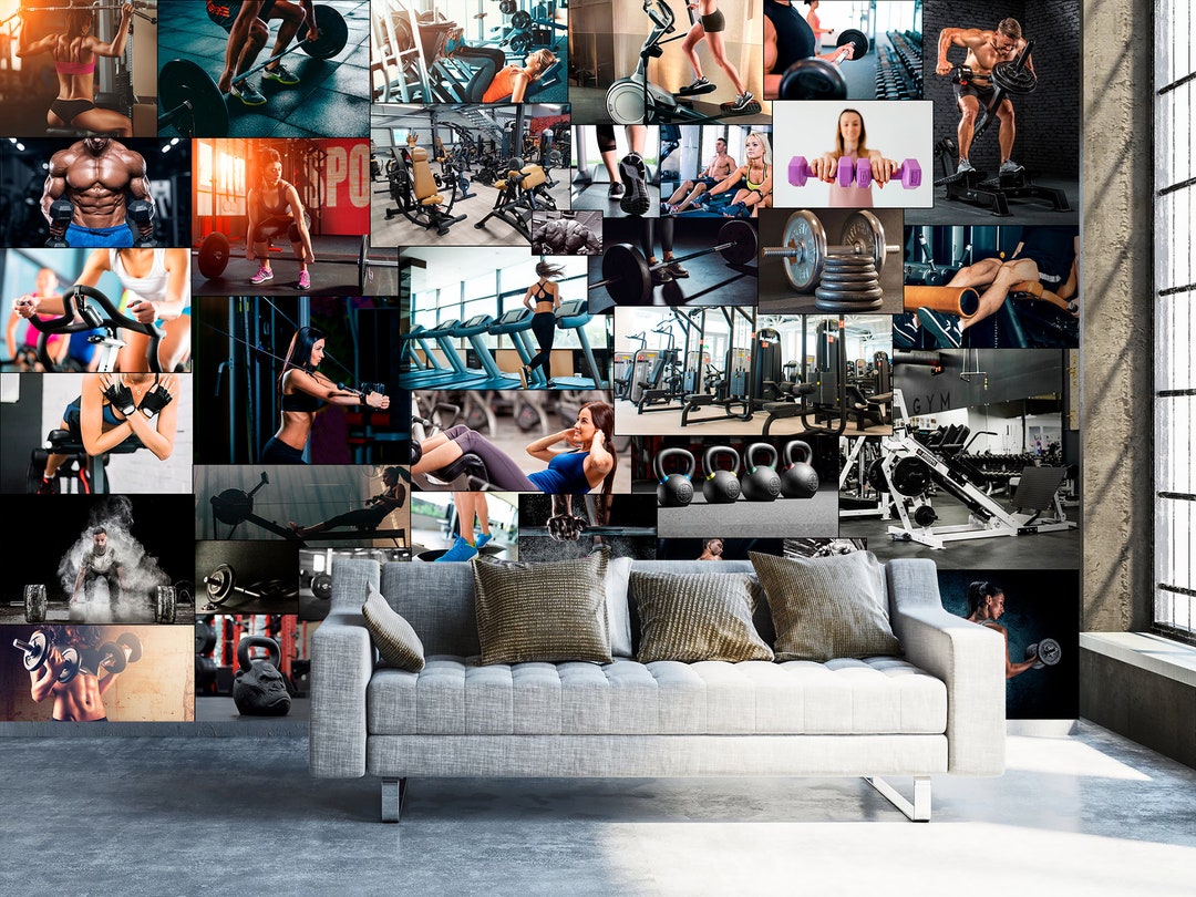 Gym Wallpaper Peel and Stick Sport Motivation Gym Wall Mural Fitness ...