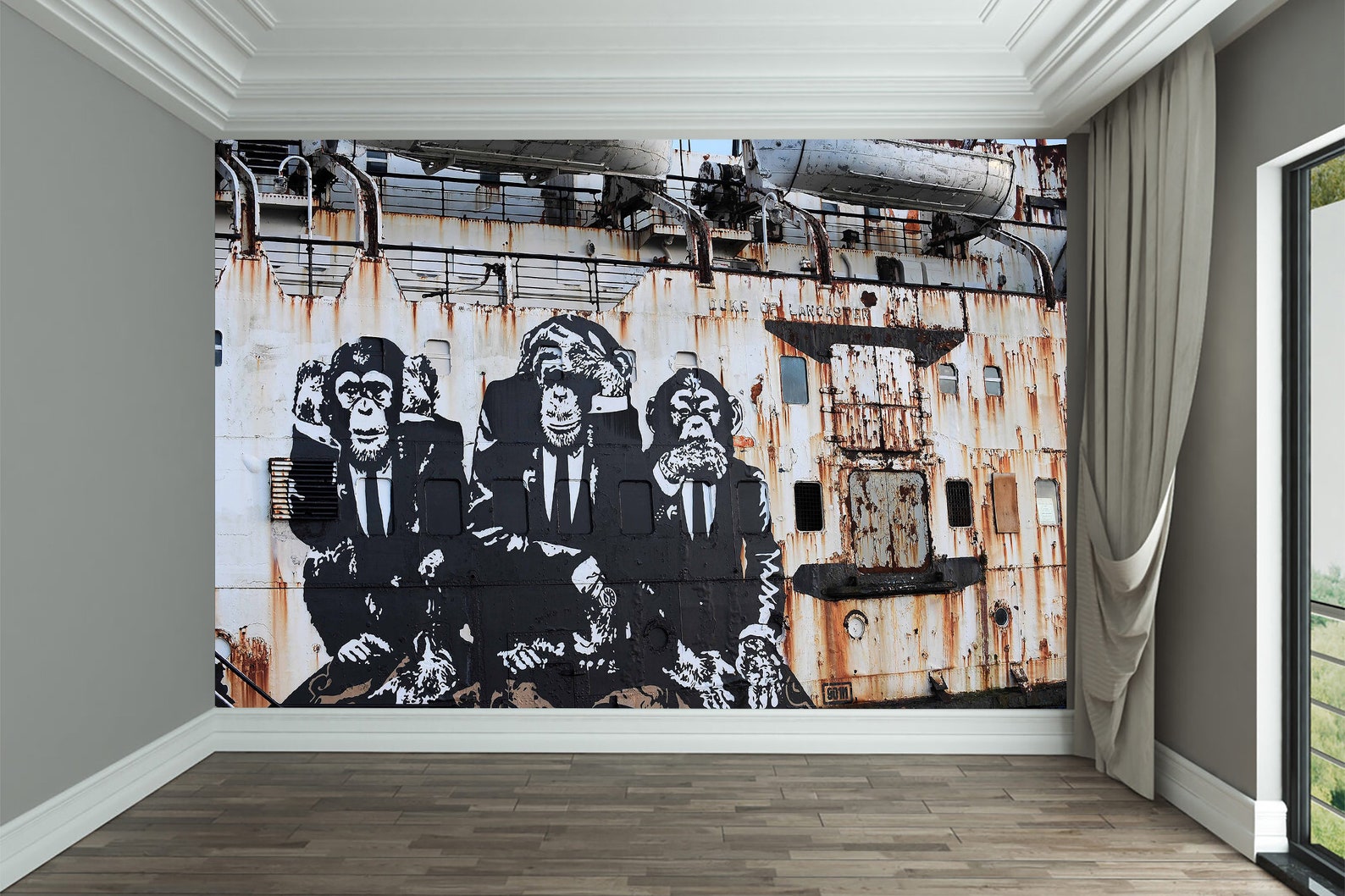 Three Monkeys Vinyl Wallpaper Wise Monkeys Print Artist - Etsy Canada