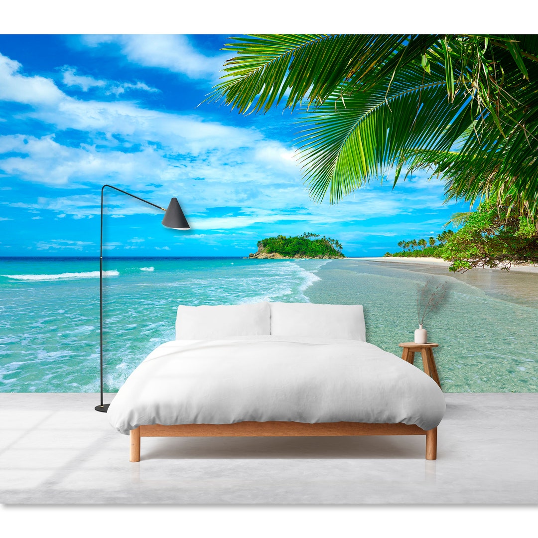 Tropical Island Wallpaper Exotic Beach Sea Wall Mural - Etsy
