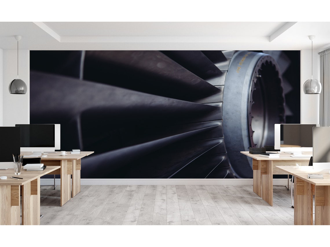 Jet Engine Wheel Wall Mural Wallpaper Peel and Stick Aircraft Wallpaper ...