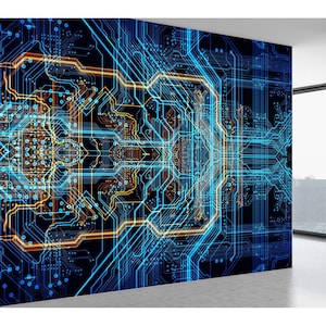Abstract Electronic Circuit Board Wall Mural Wallpaper IT Technology ...