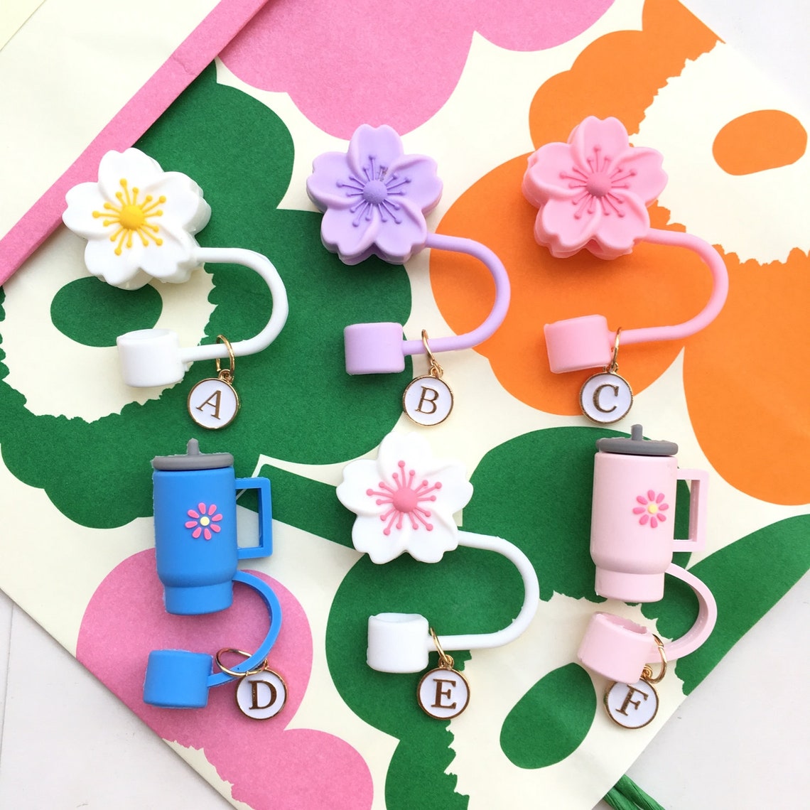Pink Initial Straw Topper Charm Stanley Cup Accessories 10mm Cute Straw ...