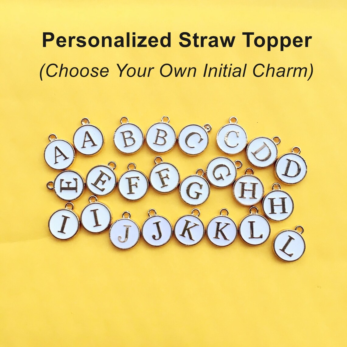 Pink Initial Straw Topper Charm Stanley Cup Accessories 10mm Cute Straw ...