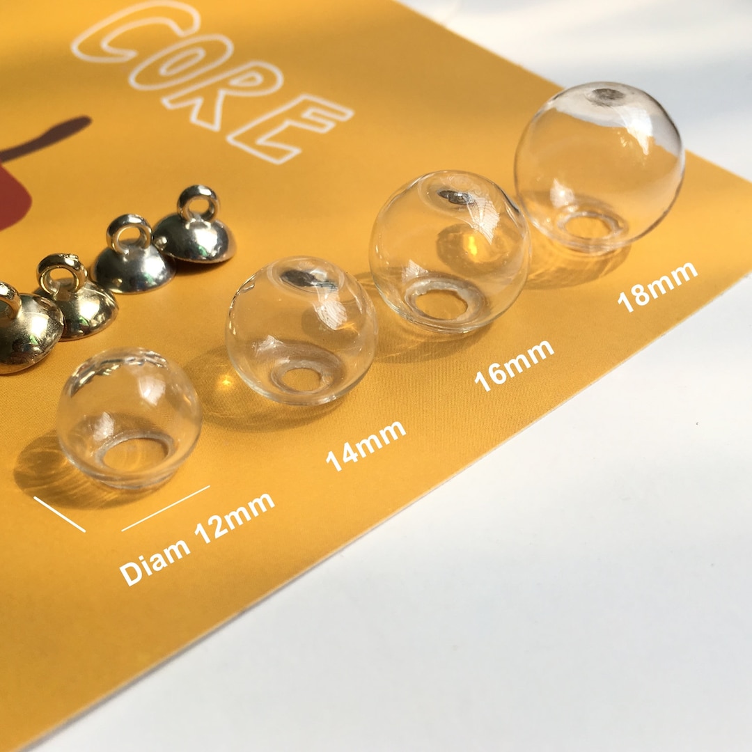 Glass GLOBES, BALLS With Hole 12/14/16/18mm Bulk, Vial Pendant Empty ...