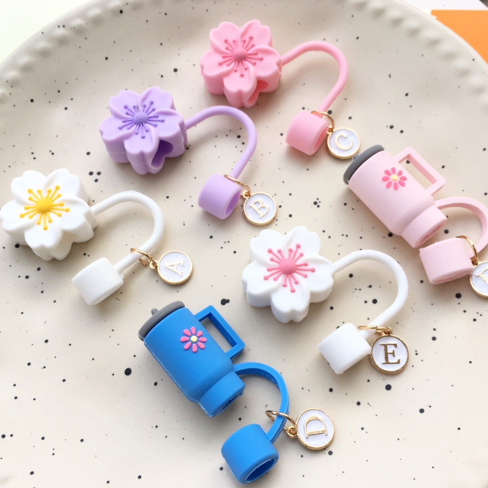 Pink Initial Straw Topper Charm Stanley Cup Accessories 10mm Cute Straw ...