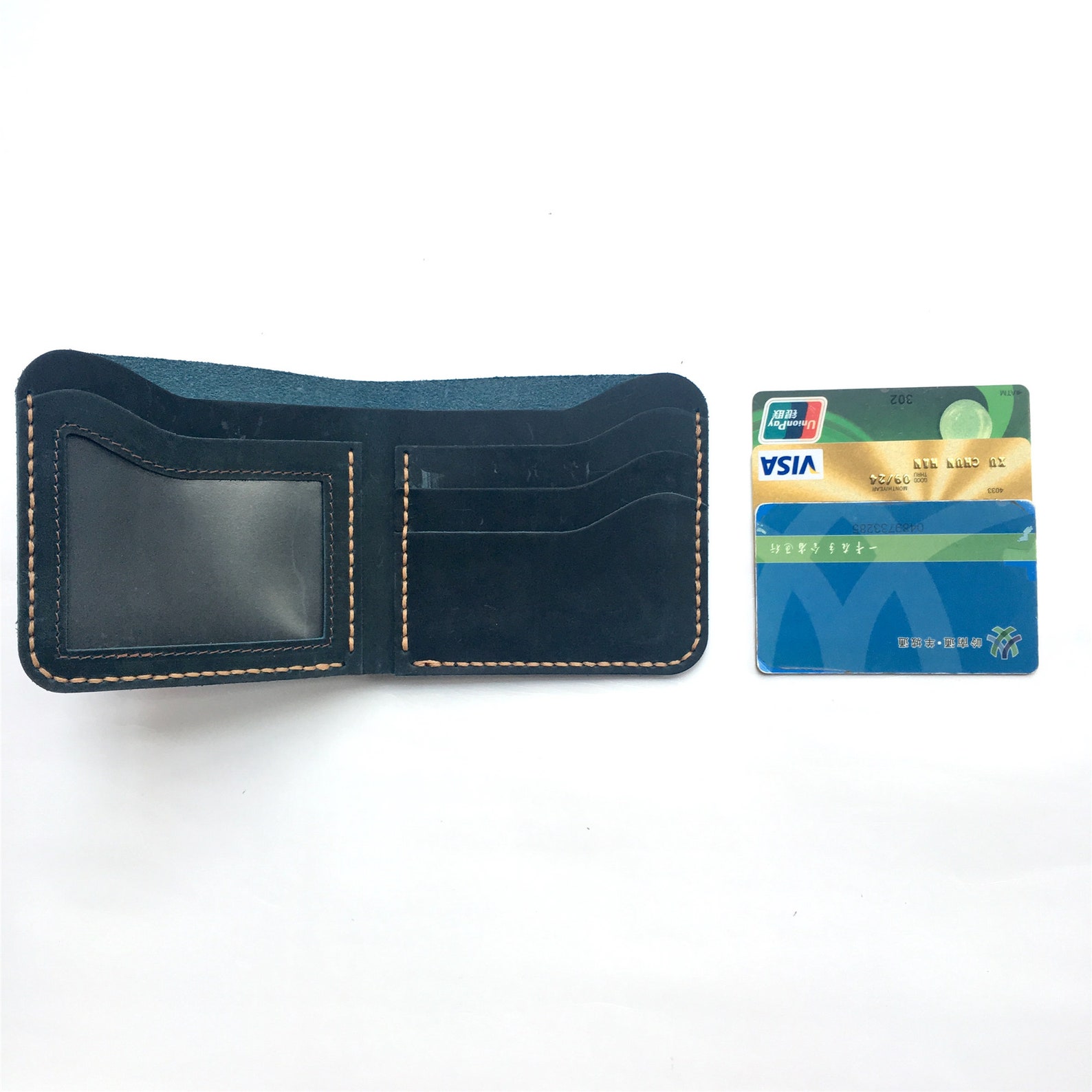 Leather Wallet Men Blue Leather Wallet Bifold Wallet Men - Etsy