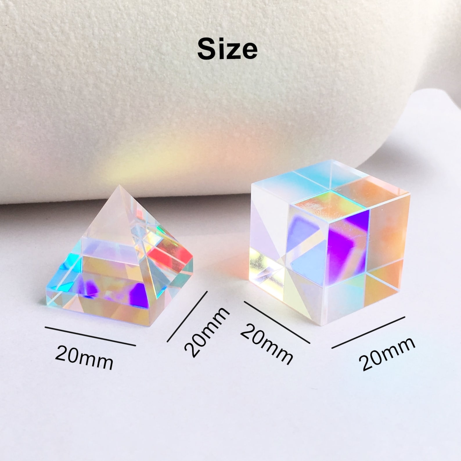 Rainbow Maker Prism Cube Six-sided, Pyramid, Optical Light Splitting ...