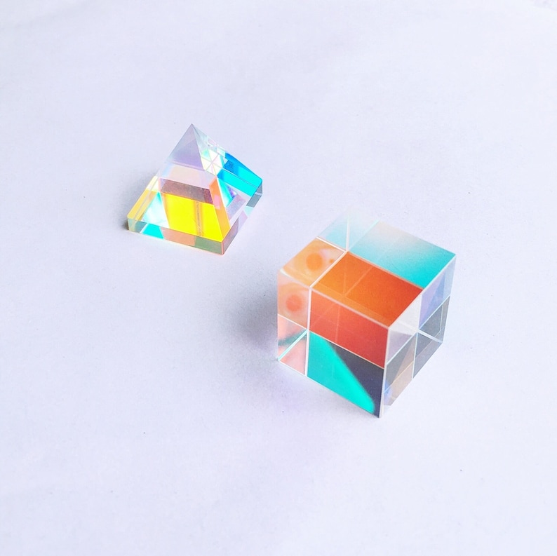 Rainbow Maker Prism Cube Six-sided, Pyramid, Optical Light Splitting ...