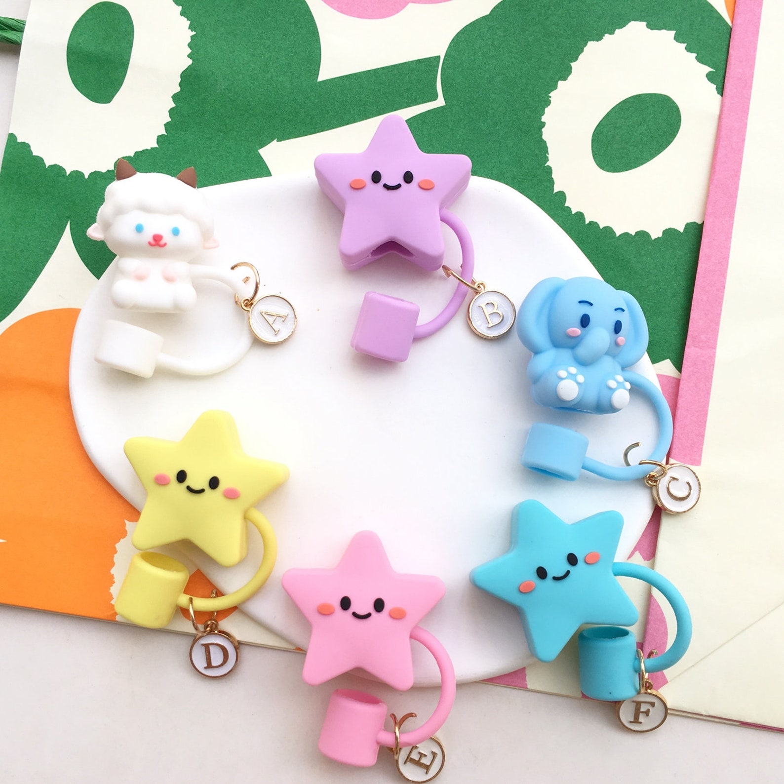 Star Straw Topper Charm Stanley Cup Accessories 10mm Cute Initial Straw ...
