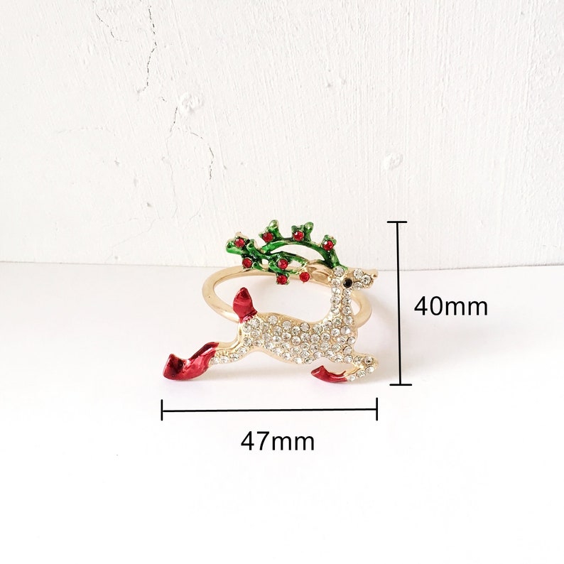 Napkin Rings Christmas Set of 6 Rhinestone Elk Christmas Tree | Etsy