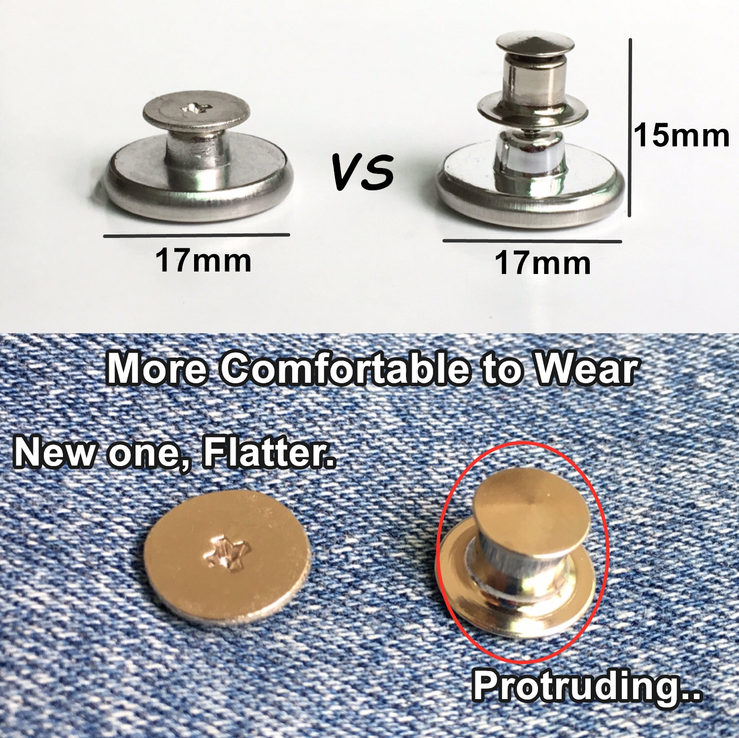Screw Jeans Buttons and Rivet Bulk,add or Reduce Pants Waist Instant,no ...