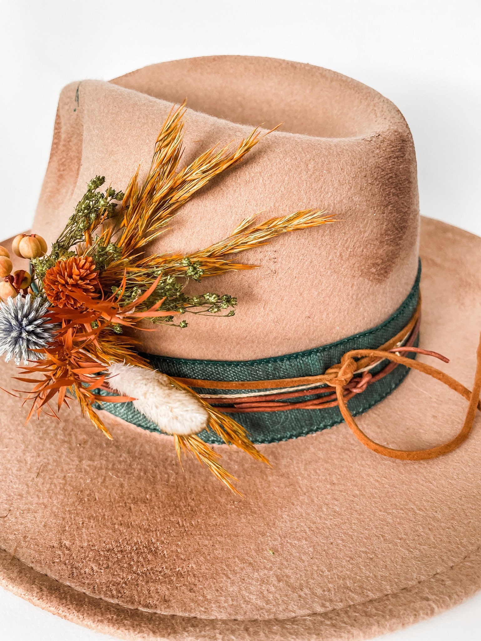 Rancher Rustic Lined Dried Floral Burned Fedora - Etsy