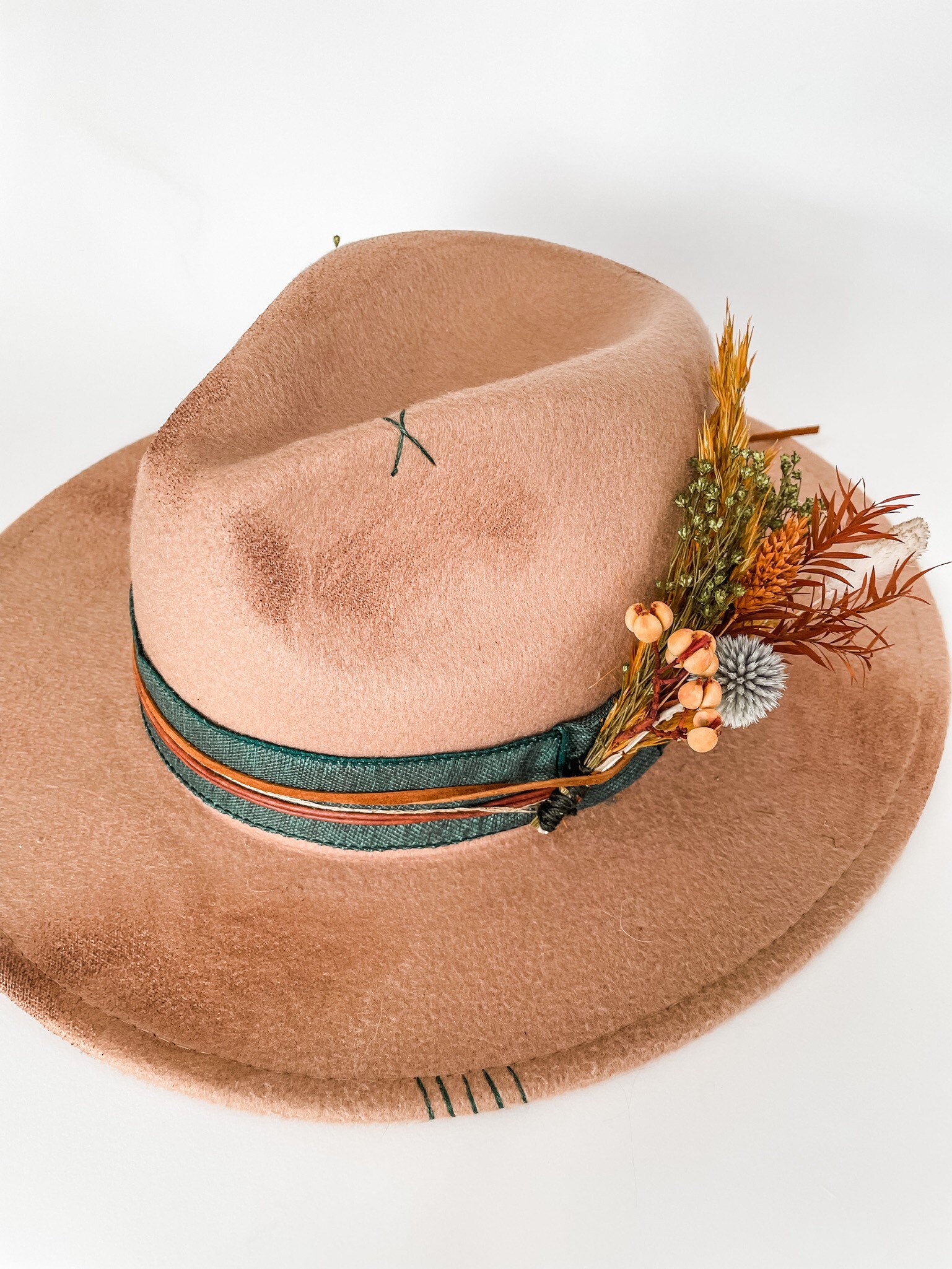 Rancher Rustic Lined Dried Floral Burned Fedora - Etsy