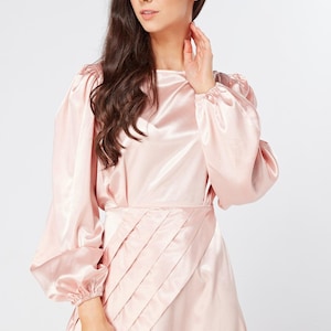 Seraphina Pink Satin Maxi Dress With Long Sleeves - Etsy