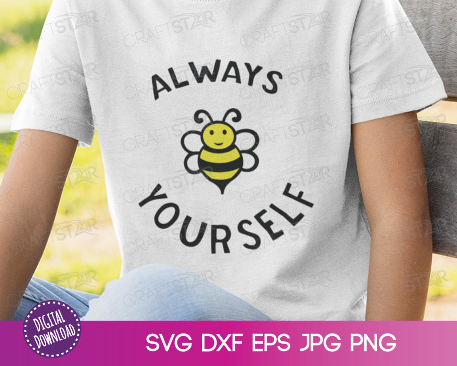 Always Bee Yourself SVG File - Cute Cartoon Bee Quote Printable ...