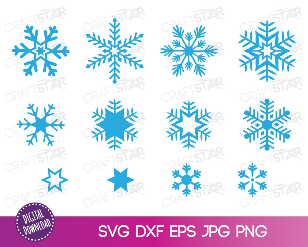 Snowflake SVG Files 12 Snowflake PNG Files Christmas Snowflake Clipart ...