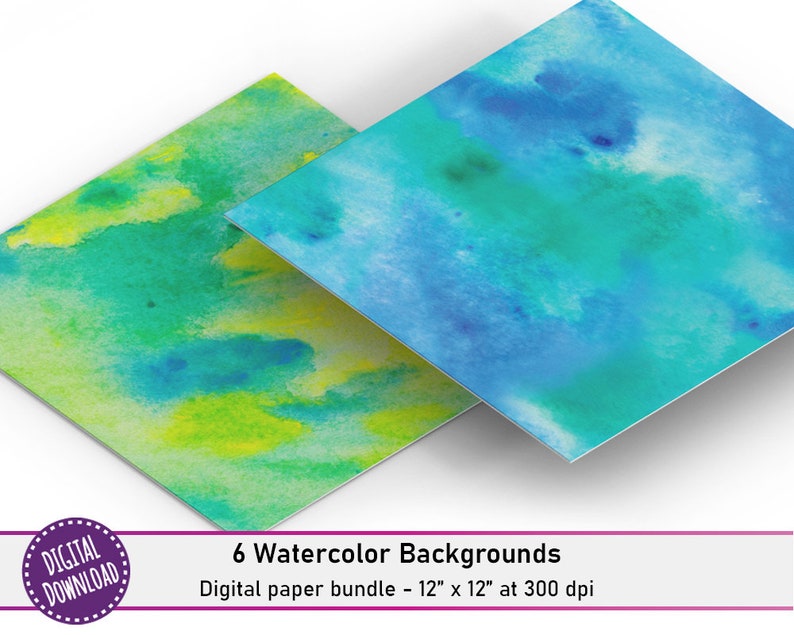 Watercolor Background Digital Paper Pack 6 Watercolor - Etsy