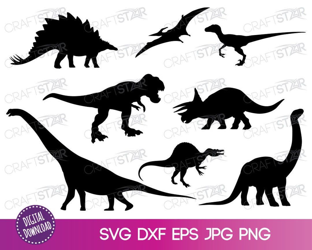 Dinosaur Shapes SVG Pack | Animal Silhouette Clipart Including T-rex ...