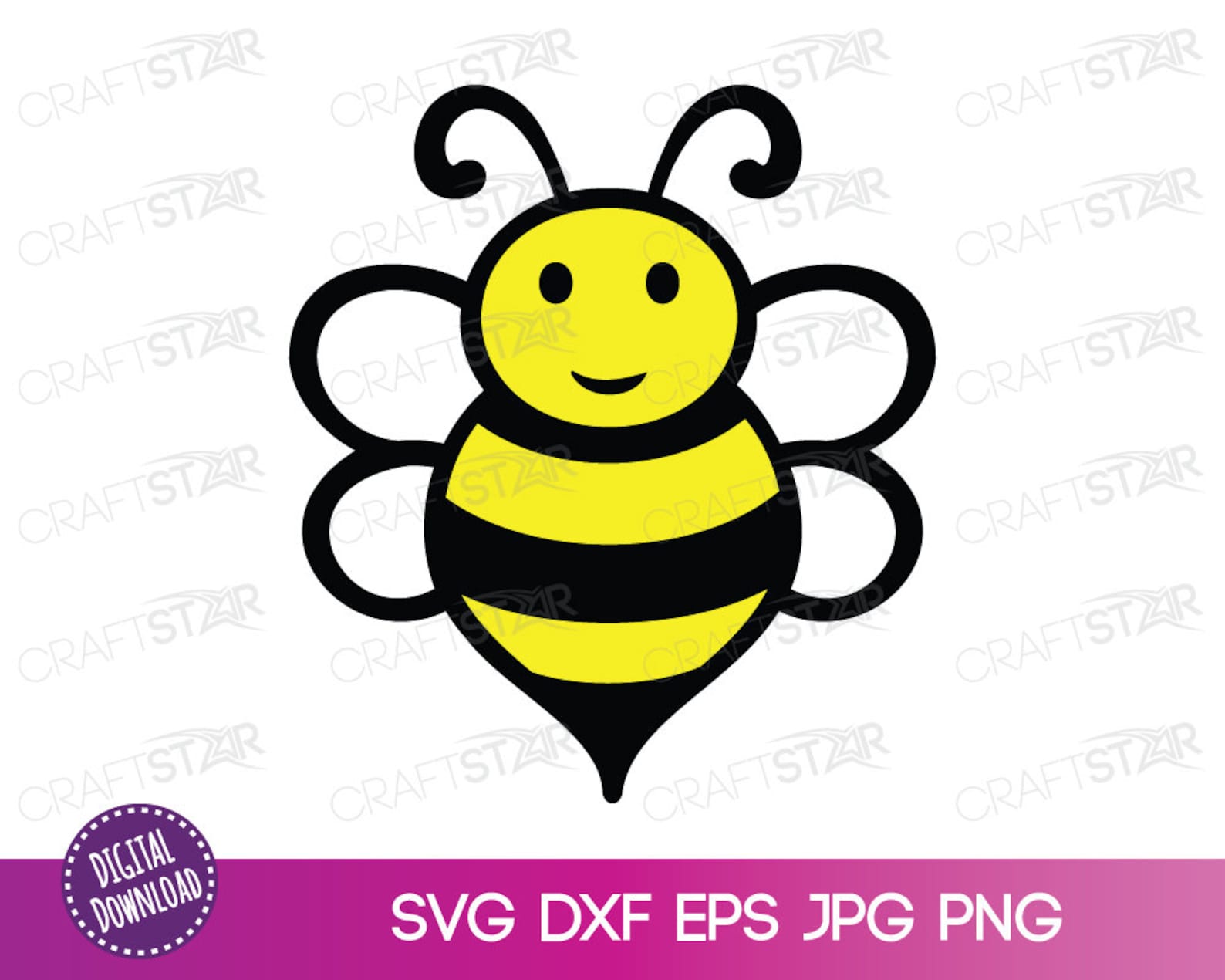 Bee SVG File for Cricut or Silhouette - Cute Cartoon Bee Clipart for ...