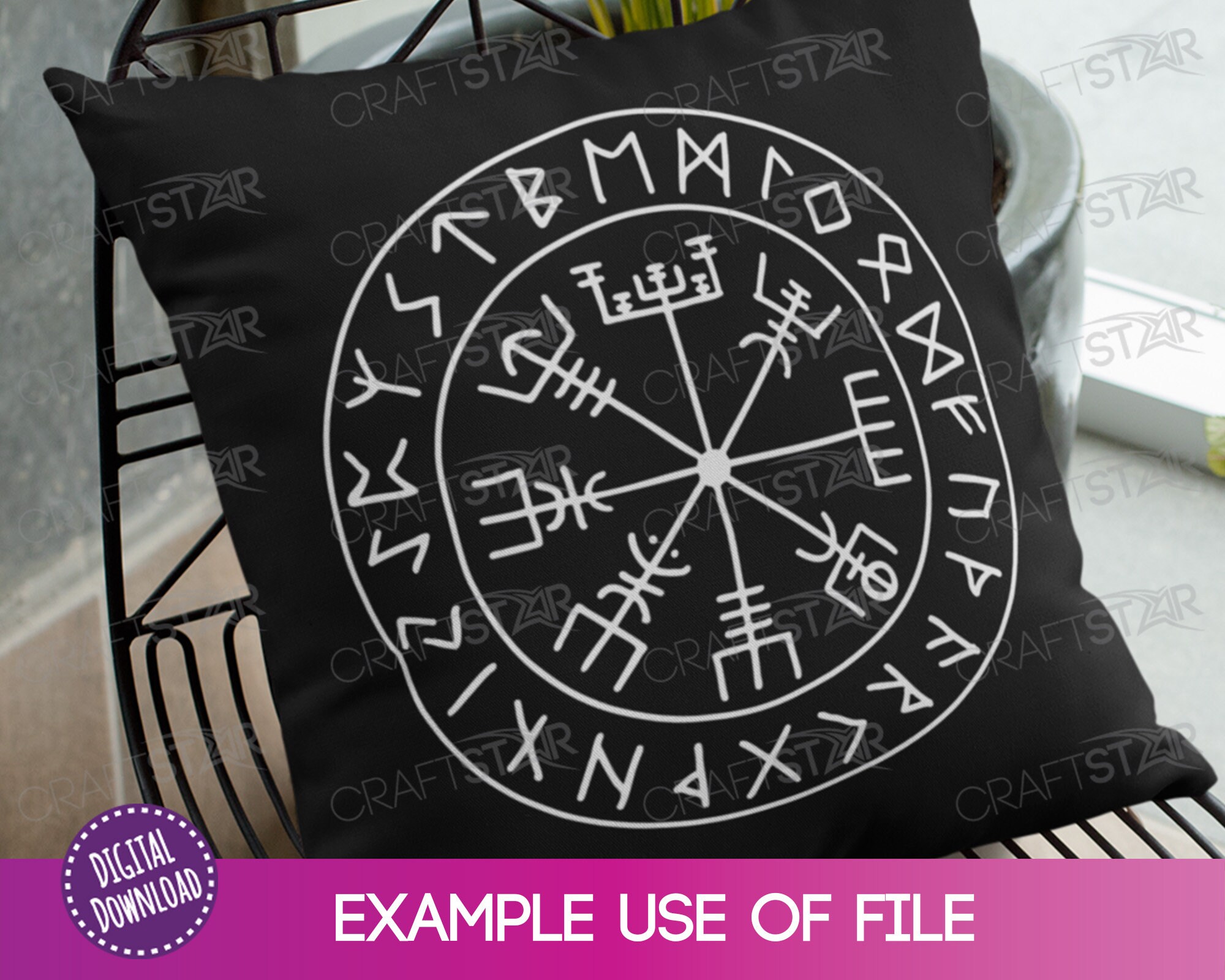 Vegvisir SVG for Cricut or Silhouette Hand Drawn Runic Compass Clipart ...