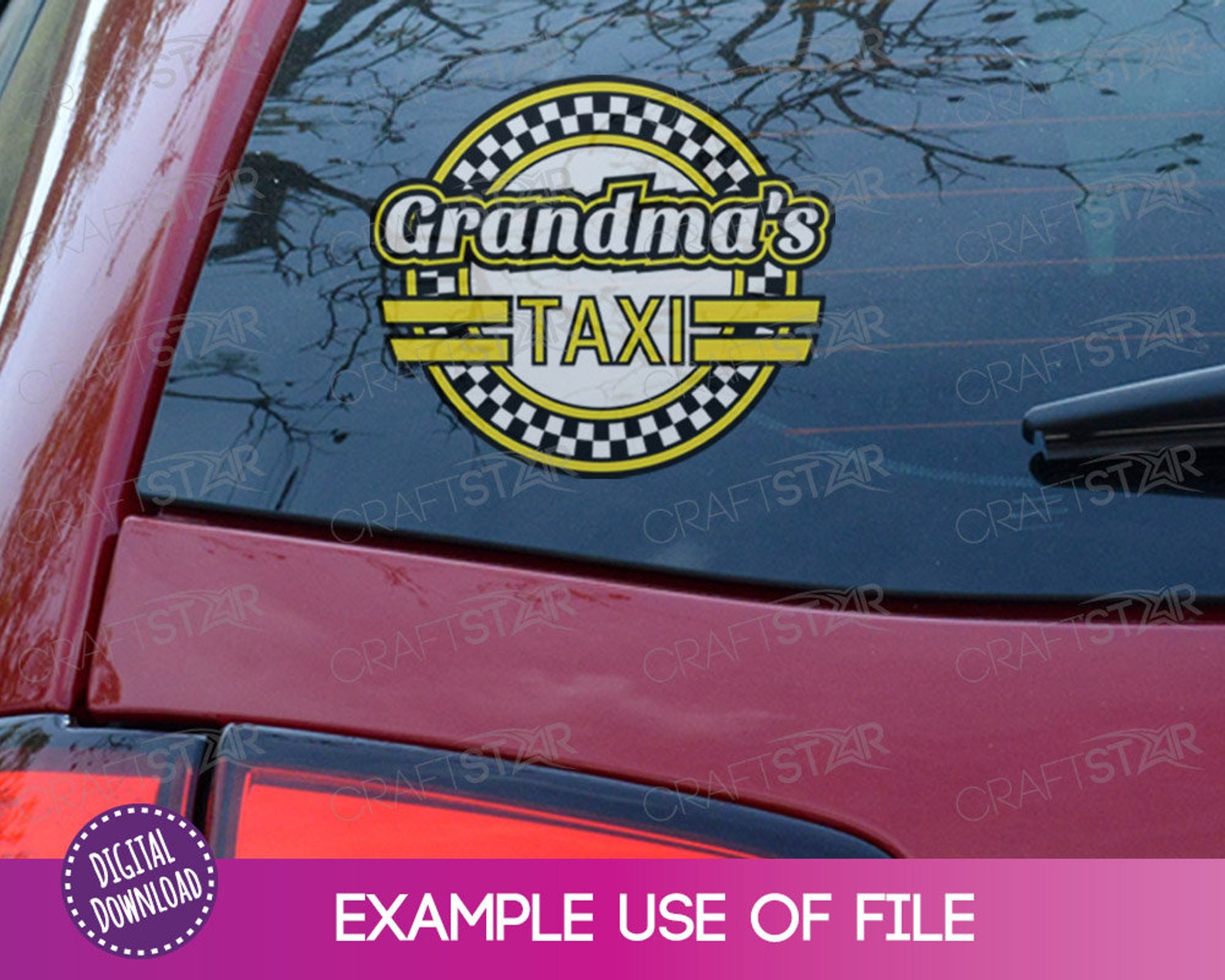 Grandma's Taxi SVG - Grandmas Taxi Sticker Clipart - Grandma's Taxi ...