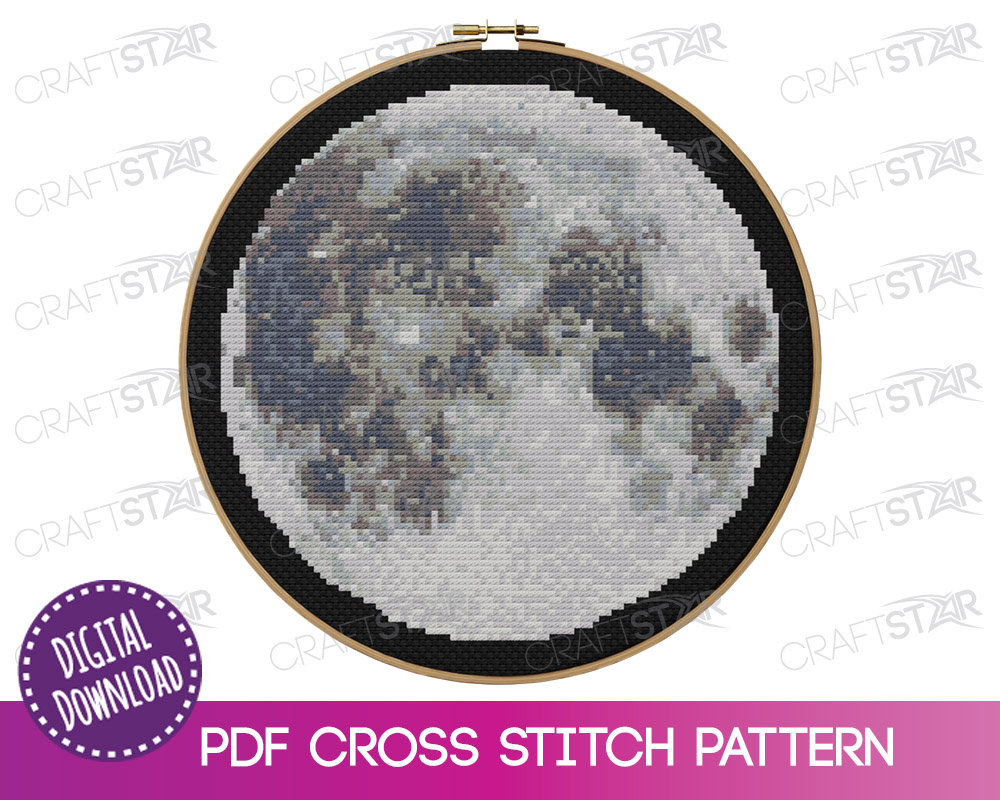 Moon Cross Stitch PDF Pattern Counted Cross Stitch Moon - Etsy
