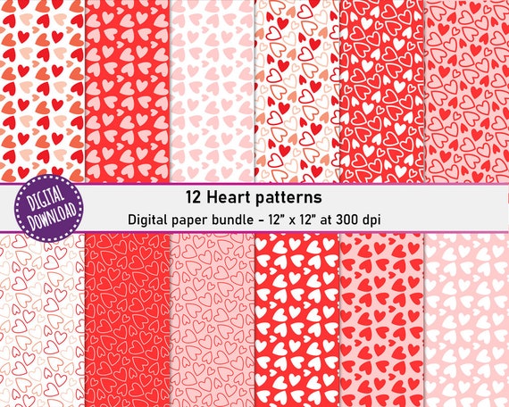 Hearts Digital Paper Pack