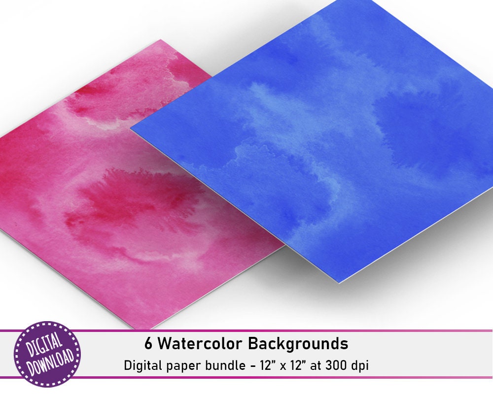 Watercolor Background Digital Paper Pack 6 Watercolor - Etsy