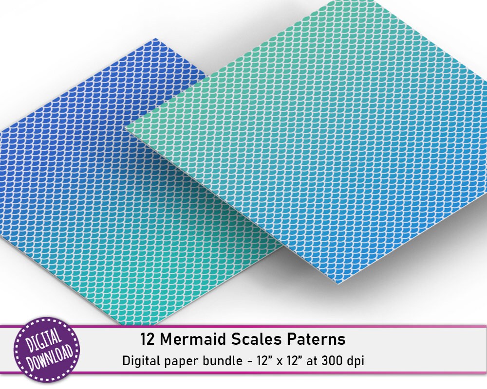 Mermaid Digital Paper Pack 12 Mermaid Scales Pattern Digital Paper Jpgs ...
