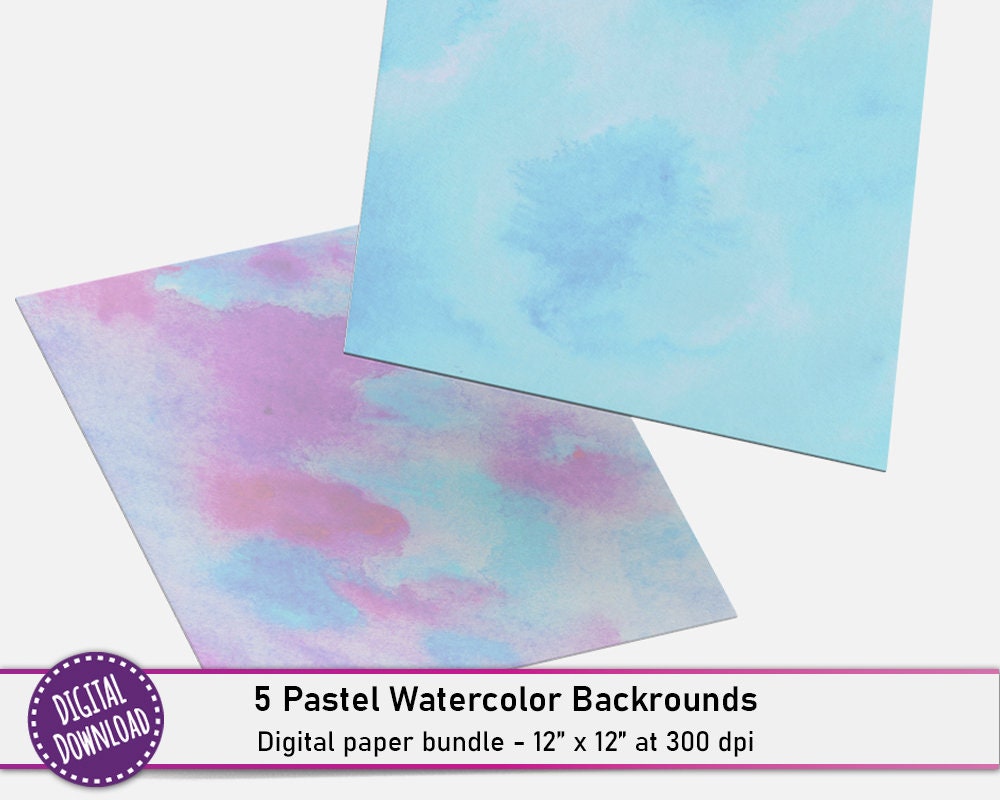 Watercolor Background Digital Paper Pack 5 Pastel Watercolor - Etsy