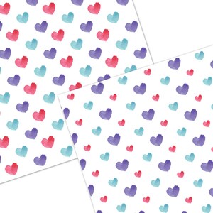 Watercolor Hearts Digital Paper Pack - Watercolor Heart Background ...