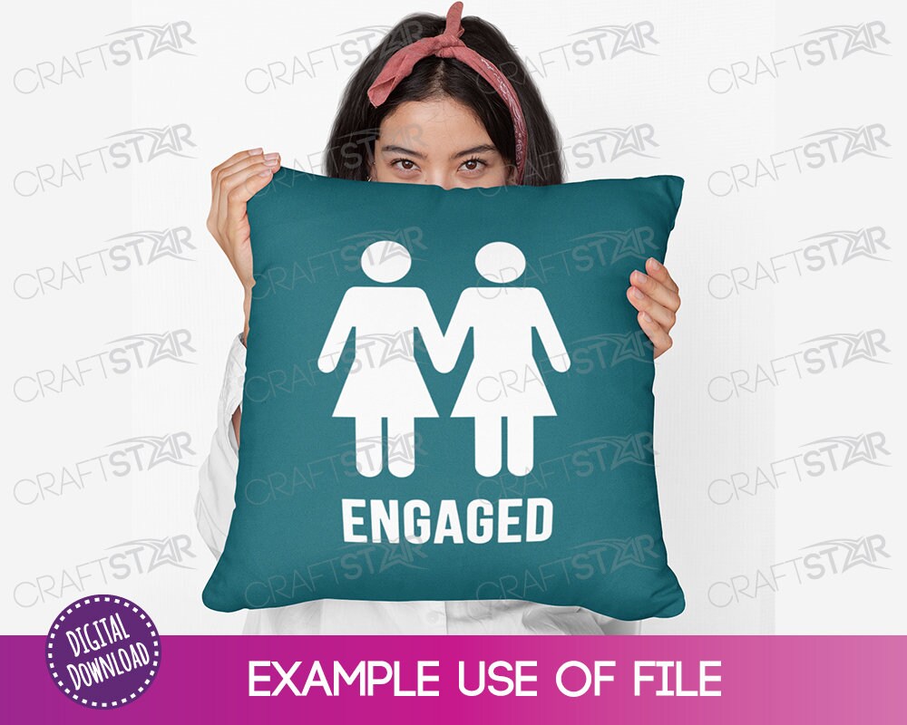 Engaged Couple LGBT SVG Female Couple Wedding Clipart for Print & Cut ...
