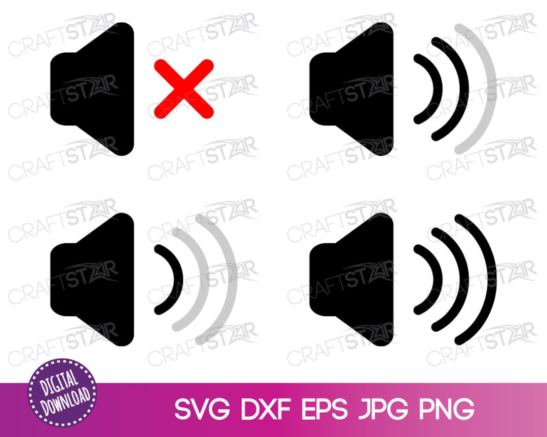 Speaker Icons SVG Pack - Mute, Low, Mid and High Volume Clipart ...