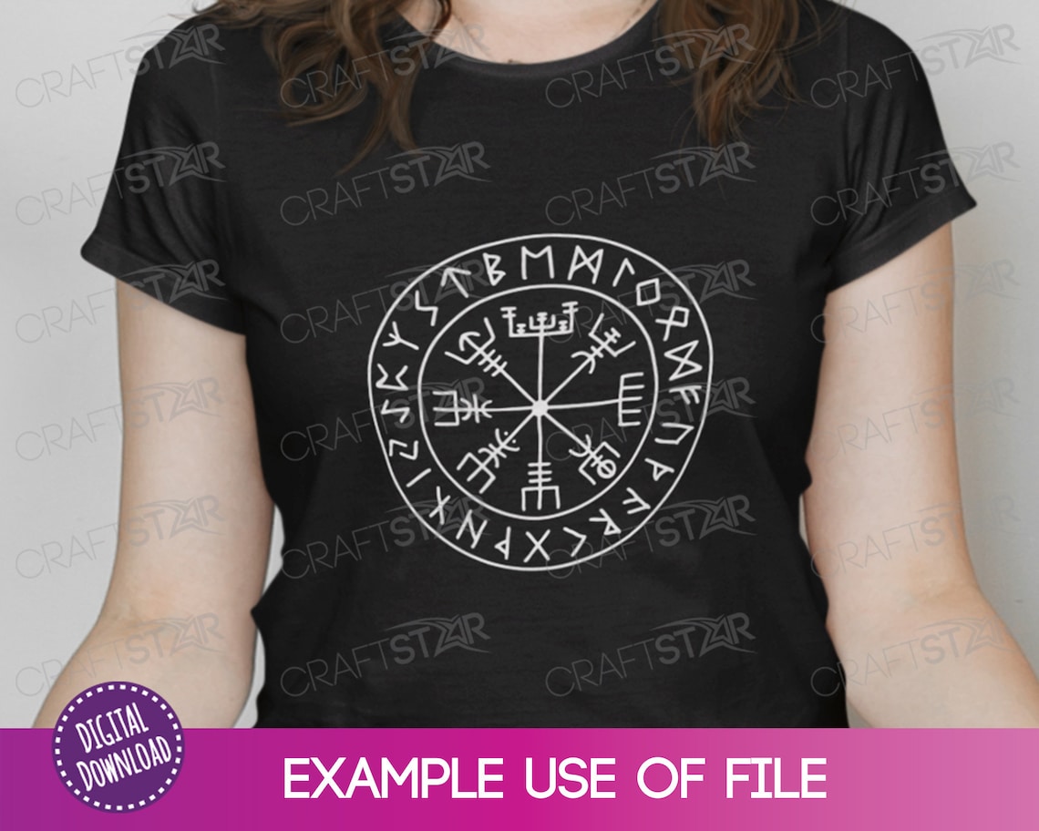 Vegvisir SVG for Cricut or Silhouette Hand Drawn Runic Compass Clipart ...