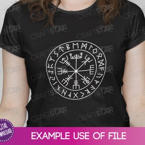 Vegvisir SVG for Cricut or Silhouette Hand Drawn Runic Compass Clipart ...