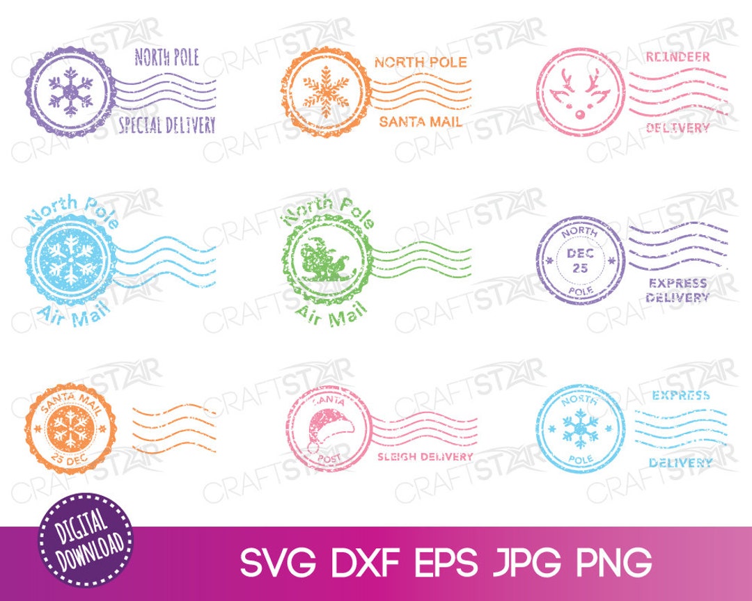 Christmas Postmark Digital Download - Grunge Postmark Clipart ...