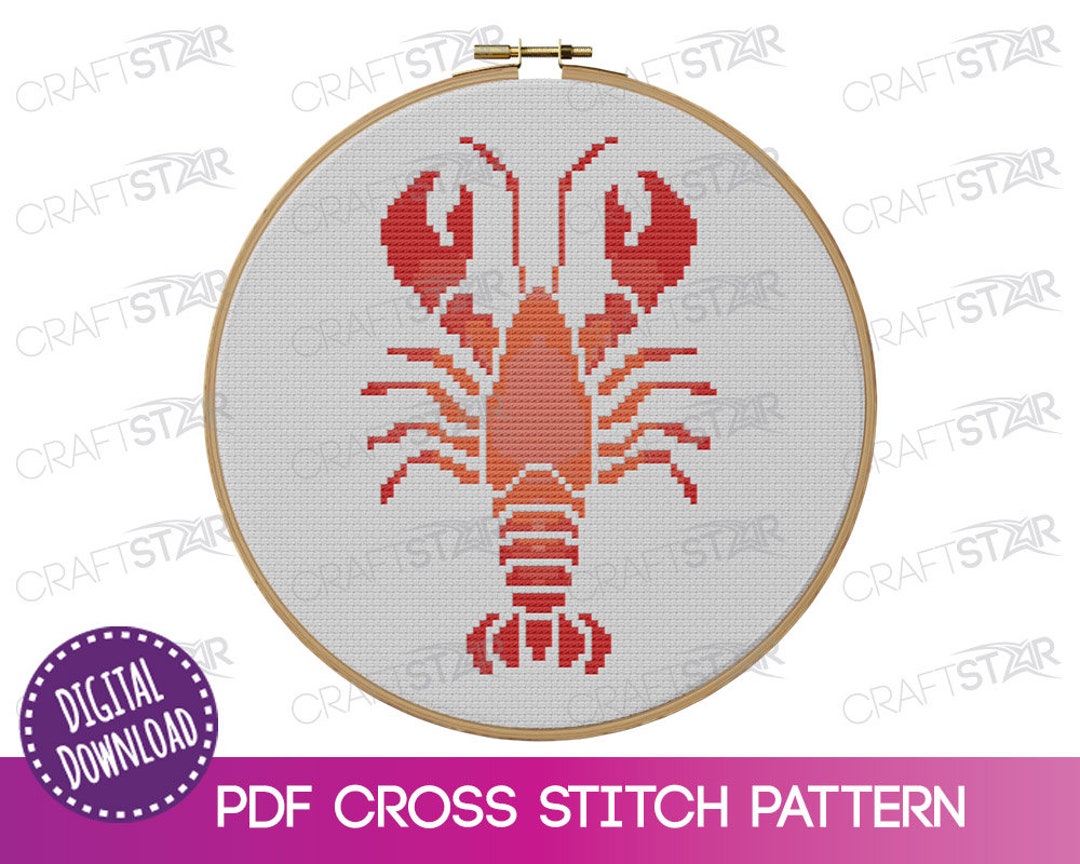 Lobster Cross Stitch Pattern: Beginner Modern Design (PDF Pattern) - Etsy