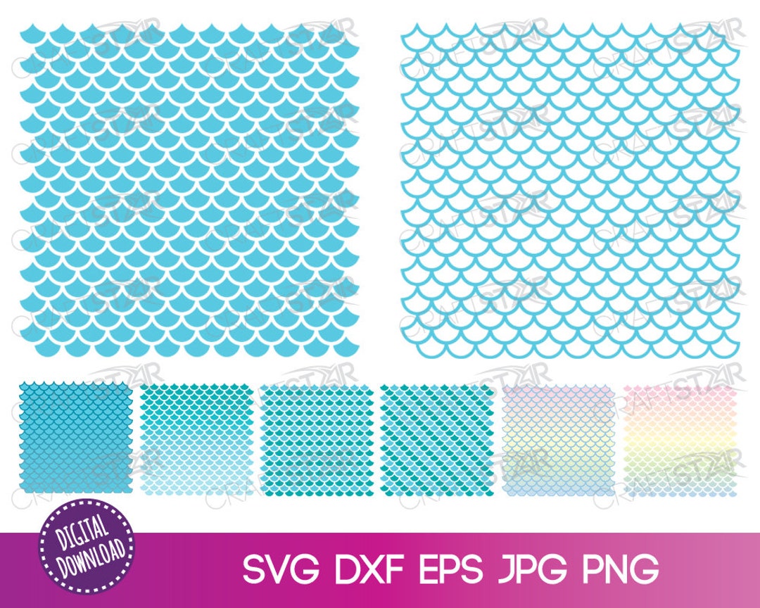 Mermaid Pattern SVG Set - Mermaid Scale Pattern Overlay and Design ...