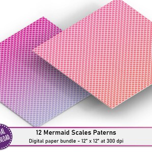 Mermaid Digital Paper Pack - 12 Mermaid Scales Pattern Digital Paper ...