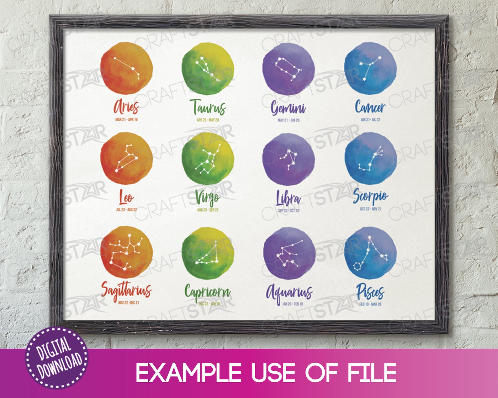 Watercolor Star Constellation PNG Bundle Zodiac Star Sign - Etsy